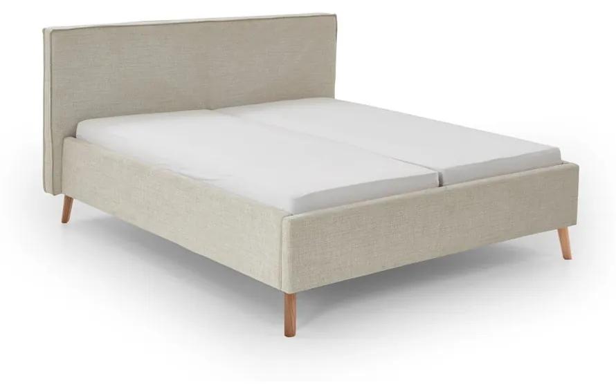 Krémová čalouněná dvoulůžková postel s úložným prostorem s roštem 160x200 cm Riva – Meise Möbel