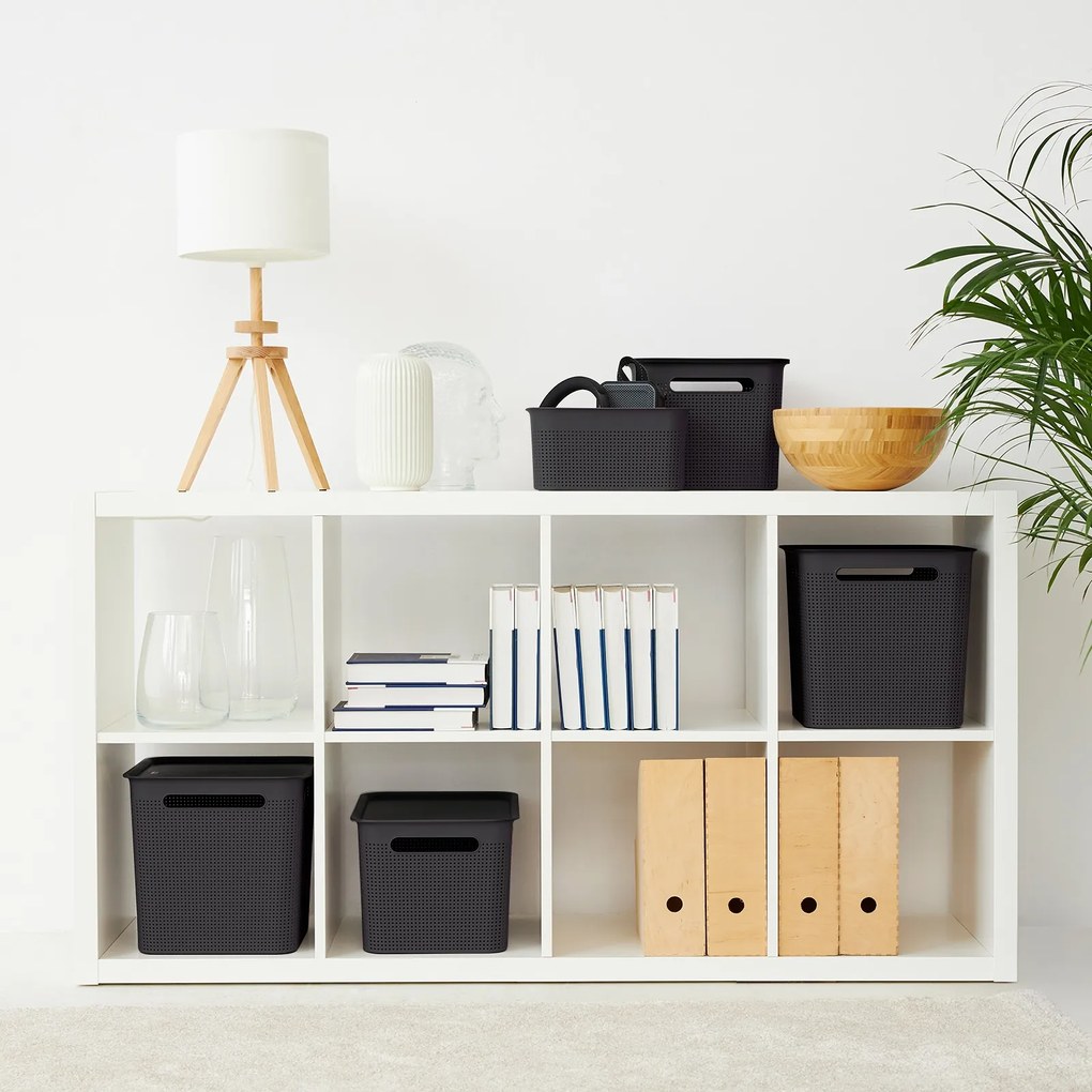 Rotho Úložný box s víkem a s madly BRISEN 7l, 26x18x21cm, černý