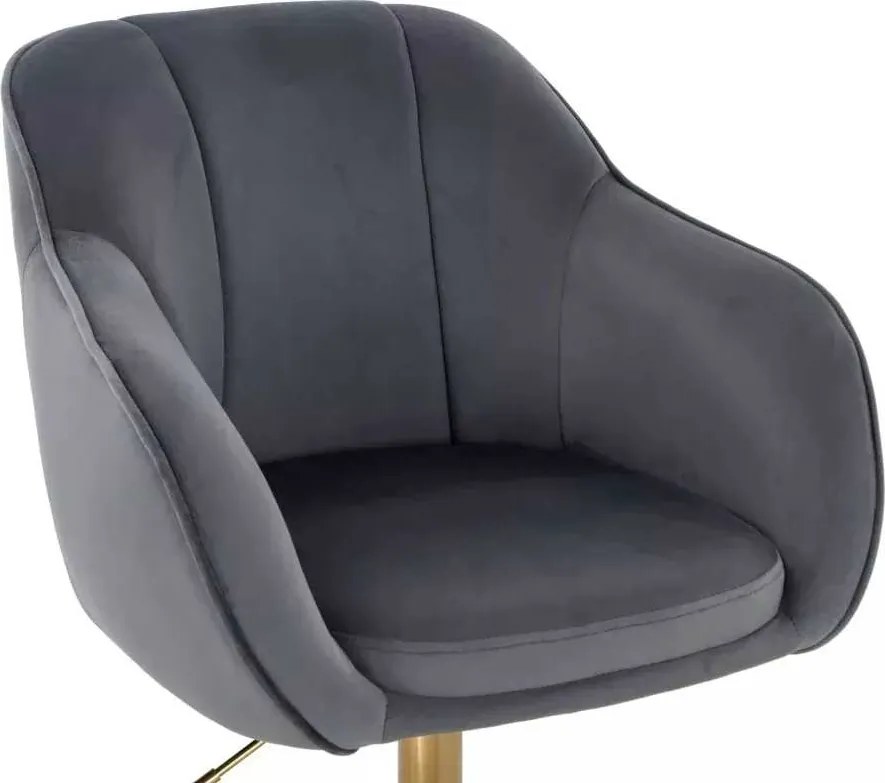 LuxuryForm DESIGN Barová židle AVOLA VELUR na stříbrné kulaté podstavě - tmavě šedá