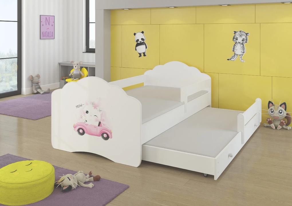 Dětská postel se zábradlím a matracemi CASIMO II 160x80 Hlavní barva: White, Motiv: BALLERINA