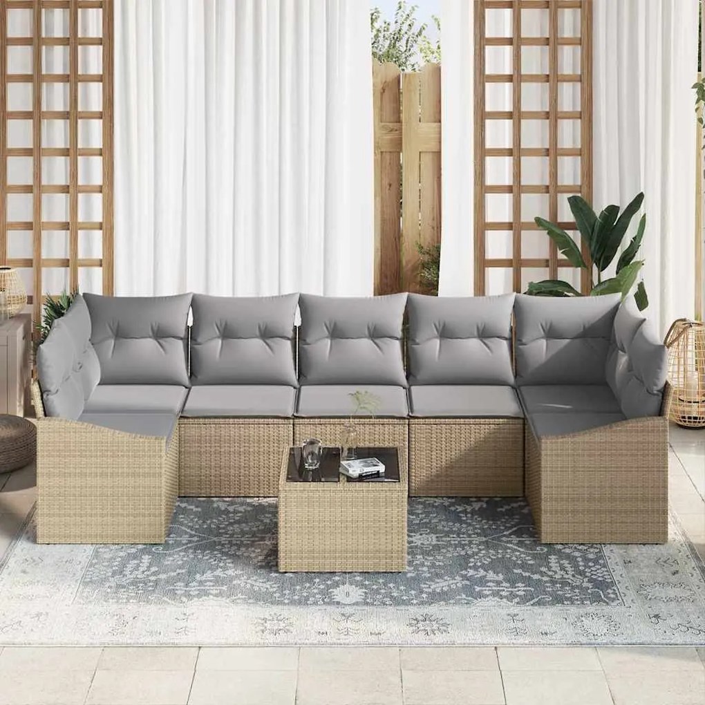 Set pohovek Béžová a Světle šedá 55 x 55 x 37 cm polyratan 3346640
