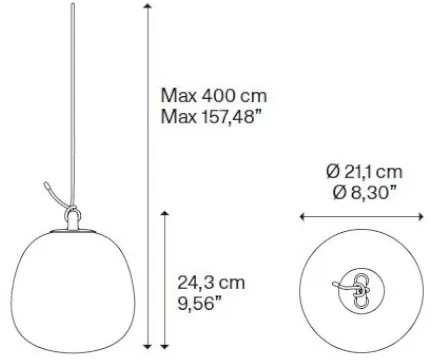 Lodes Obló small, závěs z foukaného skla Rainbow, 1x7W LED 3000K, Ø21,1x24,3cm