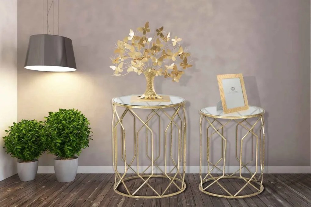 Sada odkládacích stolků Gaucelm 42 cm zlatá