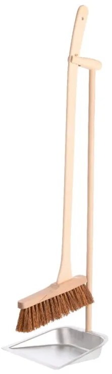 Dřevěný smeták a lopatka stojící - 22*25*90cm
