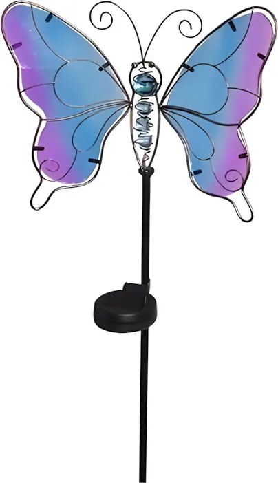 LED zápich Motýl – modrofialový 106 cm