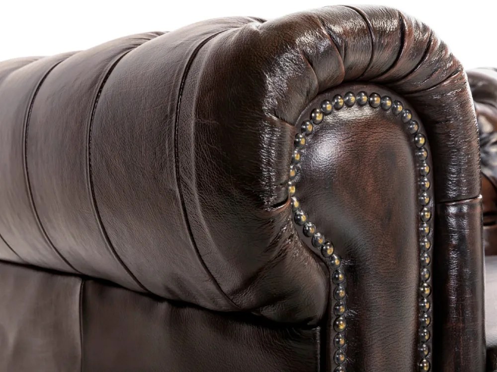Massive home | Křeslo Chesterfield hnědé z pravé kůže VÝPRODEJ