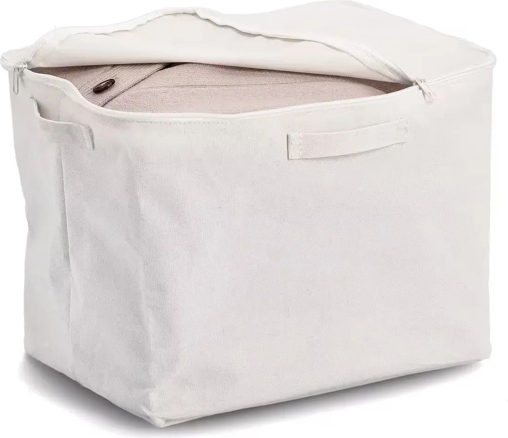 Zeller Present Úložný textilní box se zipem na uložení textilu CREAM, 38 × 27 × 27 cm