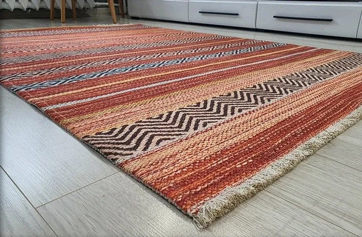 HU Vícebarevný moderní koberec Banco 1049 – oranžový Rozměr: 60x110 cm