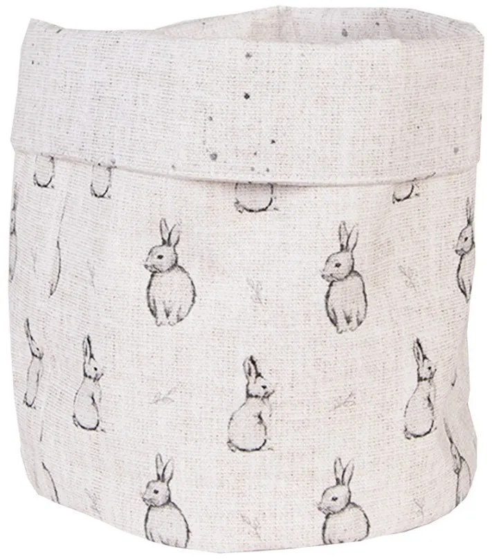 Béžový textilní košík na pečivo s králíčkem Bunny Buddies - Ø 15*16 cm