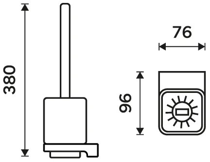 Nimco WC štětka s hranatou rukojetí MAYA černá - MAC 29094KN-HR-90