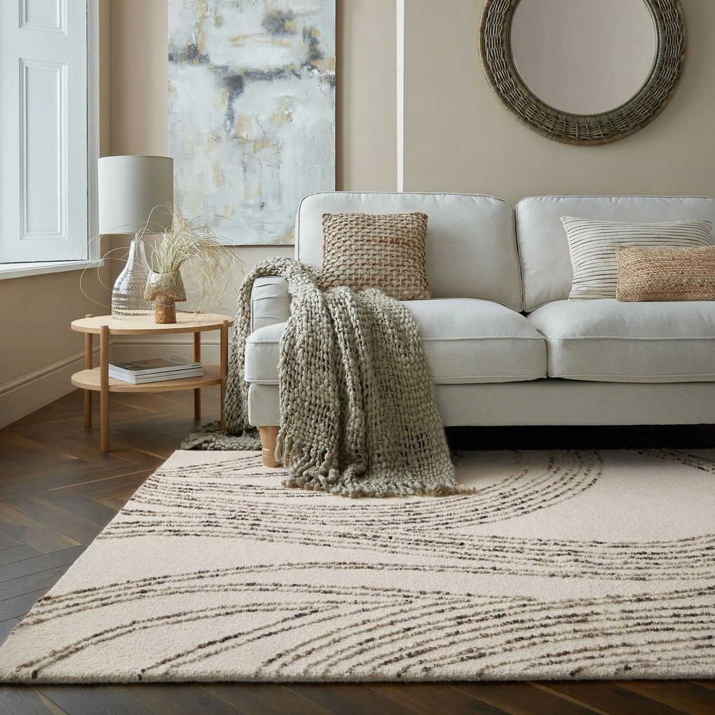 Flair Rugs, Kusový koberec Memphis Abstract Swirl Natural/Brown, 120x170, béžová, ložnice