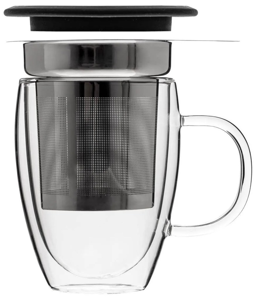 Hrnek s pokličkou a sítkem Louie 300 ml čirý
