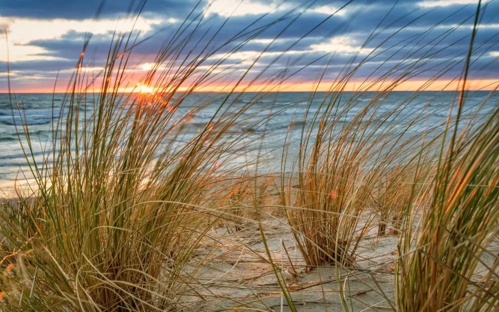 Vícedílný obraz Východ Slunce Na Pláži Rujána Nedostatek Nedostatek Přírodní plátno 240x150