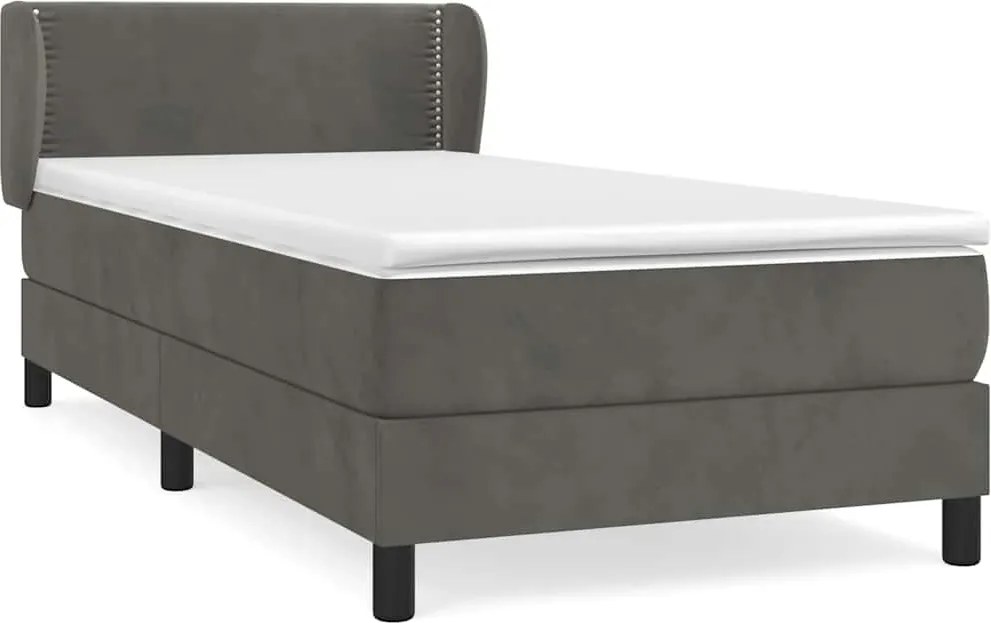 Box spring postel s matrací tmavě šedá 100x200 cm samet 3127416
