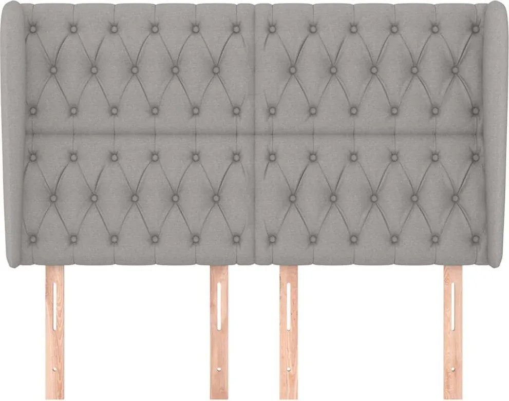 Čelo postele typu ušák světle šedé 147x23x118/128 cm textil 3118290