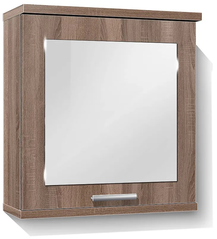 Nabytekmorava Koupelnová skříňka se zrcadlem K28 barva skříňky: dub sonoma tmavá, barva dvířek: dub sonoma tmavá