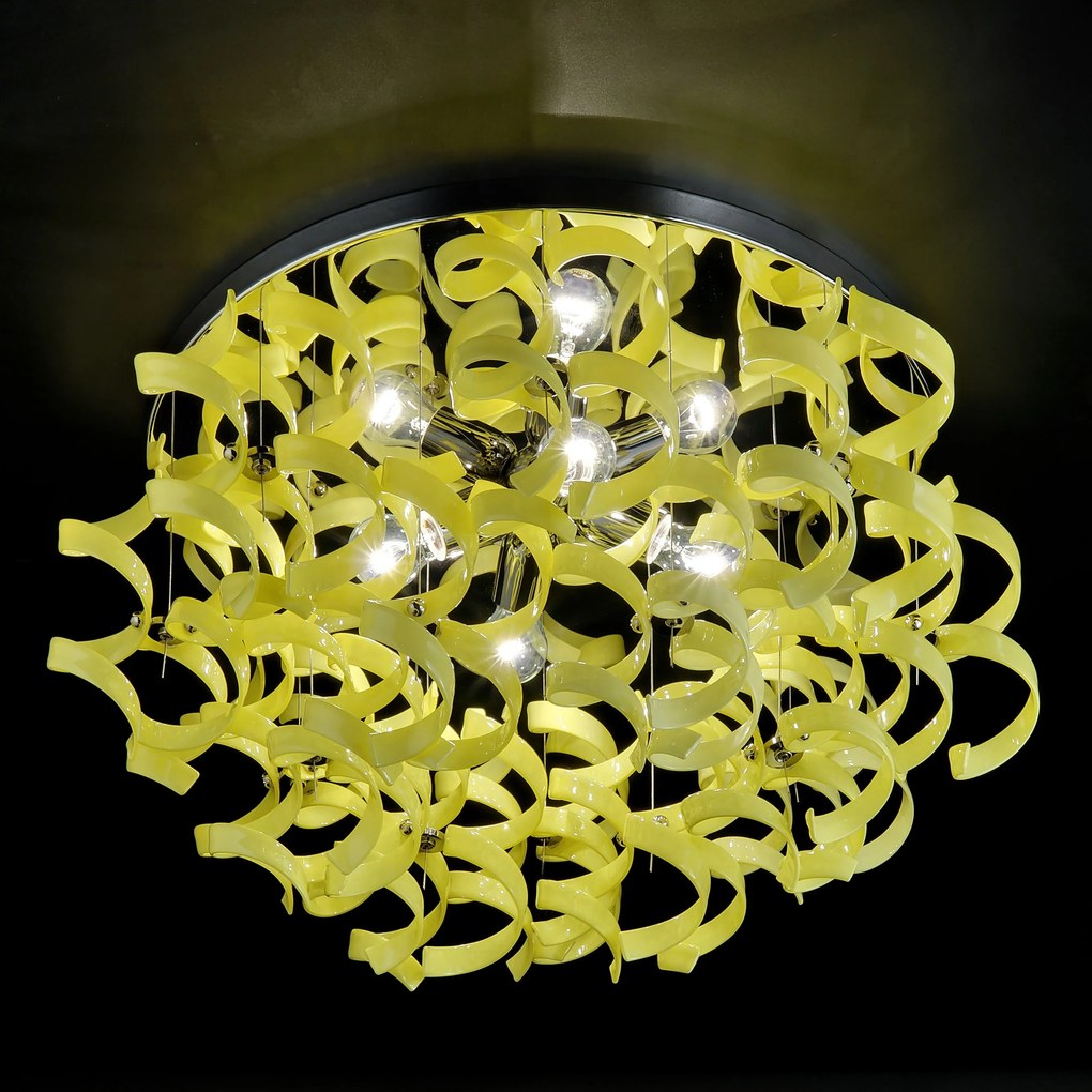 Metal Lux 206.370.09 Astro Yellow, stropní designové svítidlo v průměru 70cm, 4x60W, žluté sklo, chrom