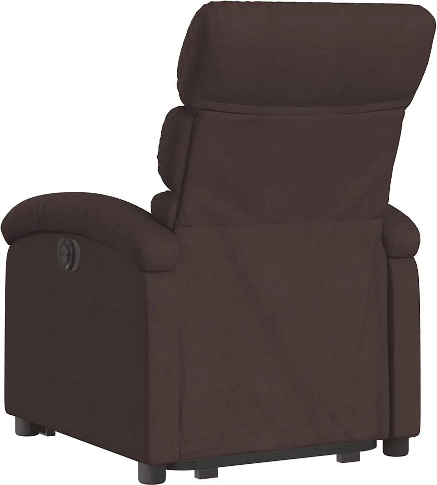 Zvedací polohovací křeslo tmavě hnědé textil 3203983