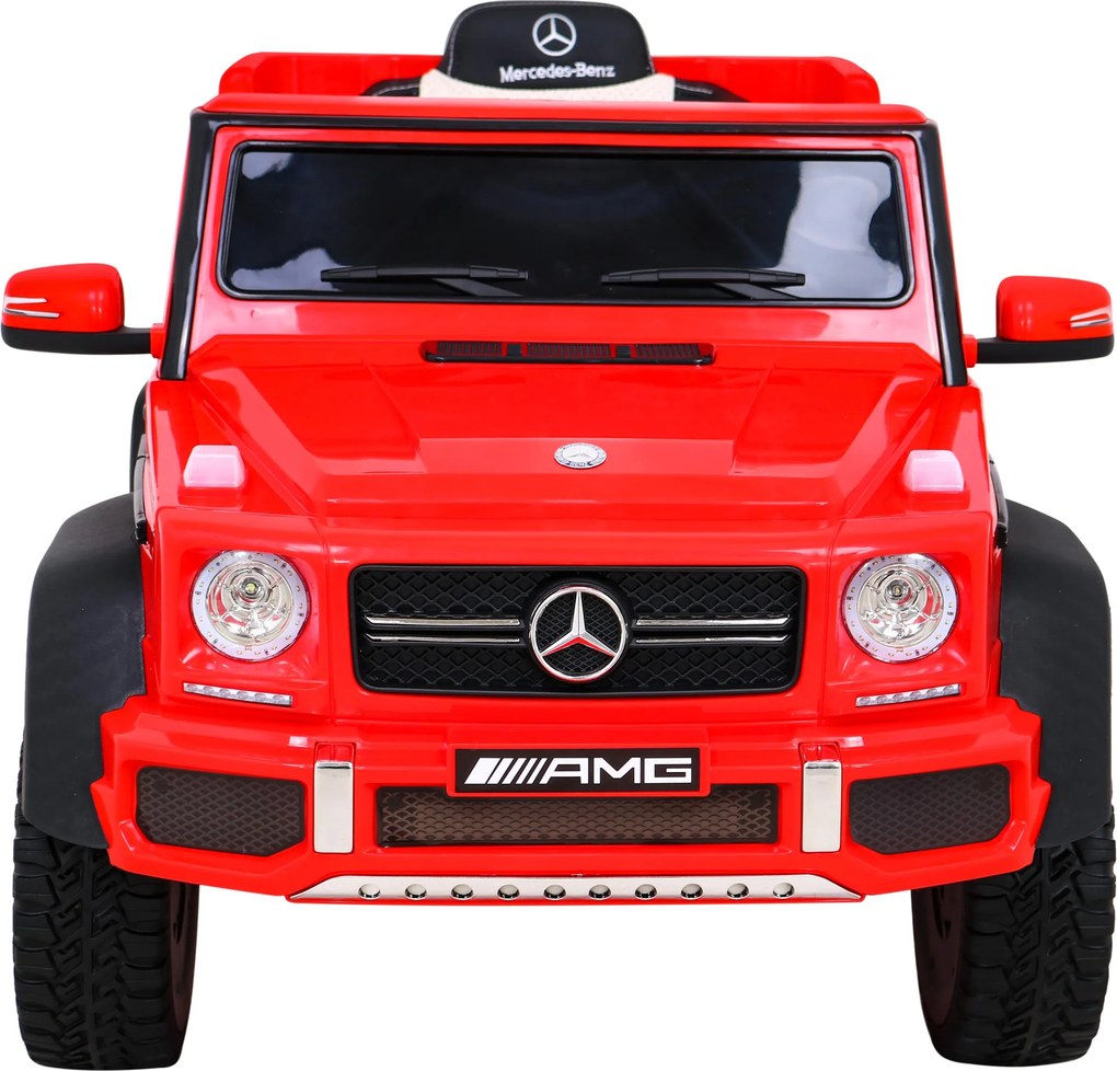 Ramiz Mercedes G63 AMG elektrické autíčko pro děti červené + dálkové ovládání + 6 EVA kol + pomalý start + MP3 + LED
