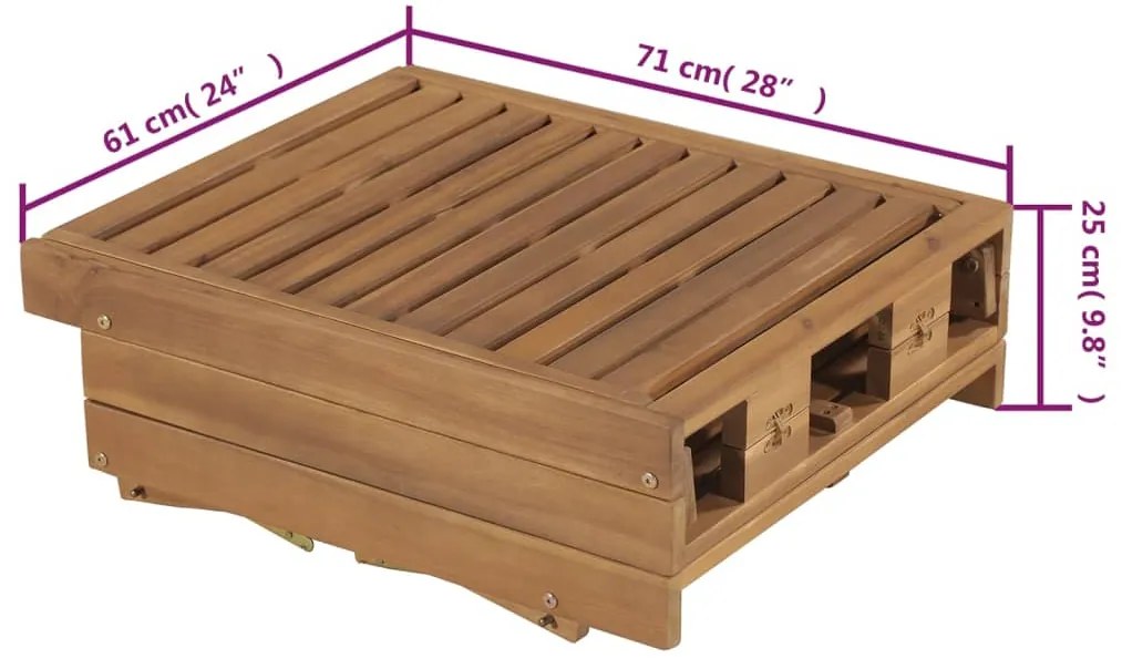 vidaXL Marketos Skládací zahradní lehátko s poduškou masivní akáciové dřevo