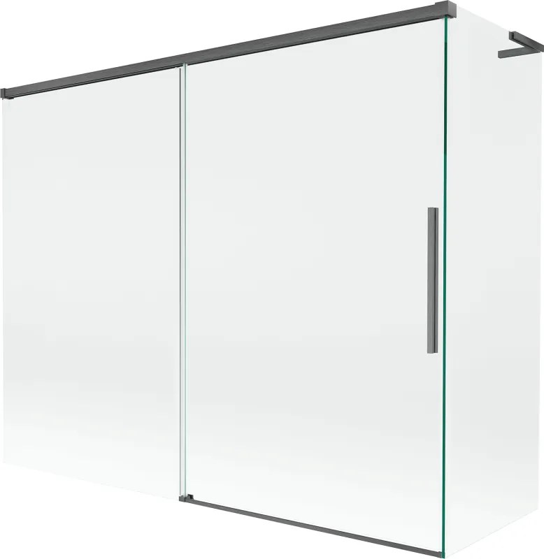 Mexen Rox, L 2-křídlová posuvná vanová zástěna 190 + 90 x 150 cm, 8mm čiré sklo, broušený grafit profil, 8C9L-190-090-66-00