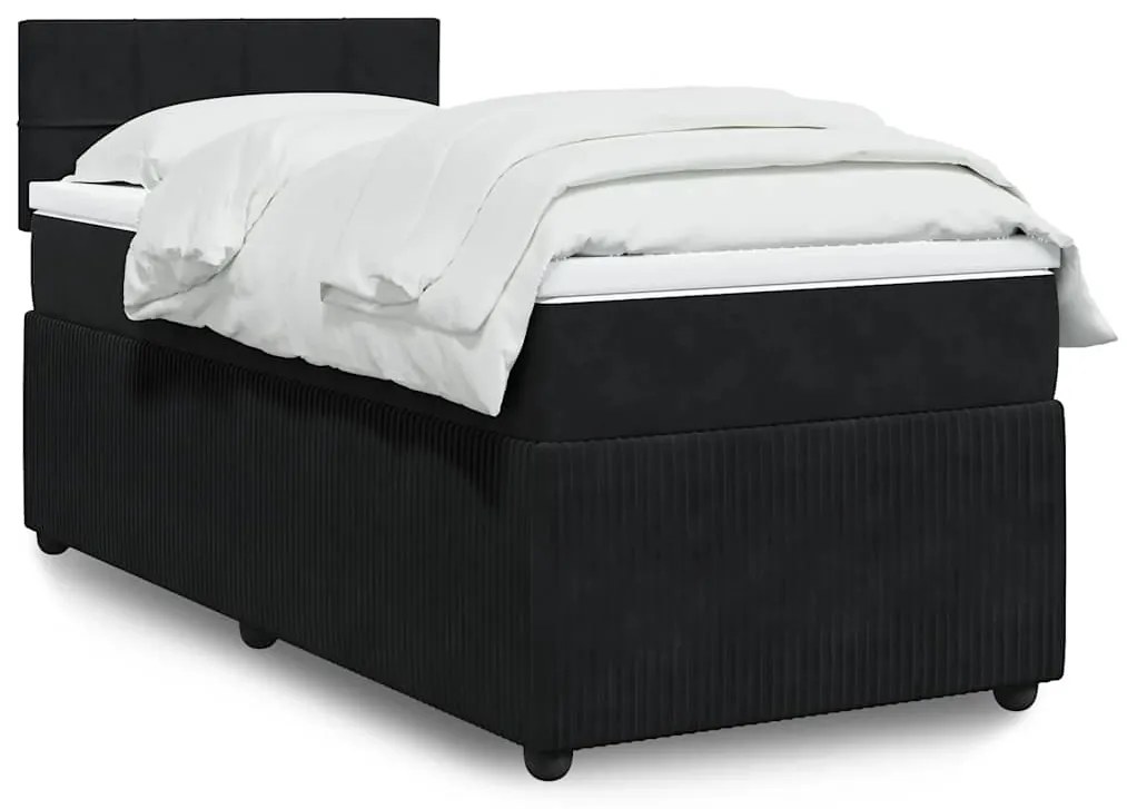 Box spring postel s matrací černá 90x190 cm samet 3289928