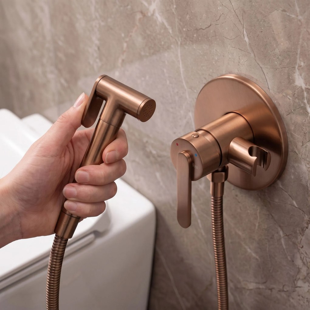 Rea, Podomítková bidetová baterie Rea Ontario Brush Copper, REA-B4505