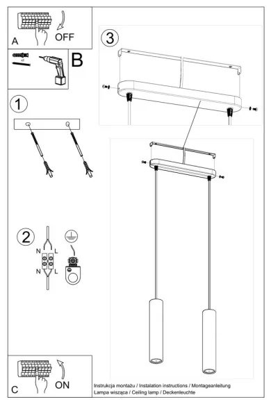 Sollux SL.0654 - Lustr na lanku LUVO 2xGU10/40W/230V beton/černá
