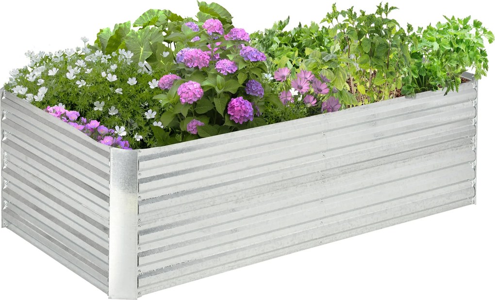 Vyvýšený zahradní záhon Outsunny z oceli, sadbovací záhon, květinová krabice, stohovatelný, rostlinný box 180x90x60cm pro zahradu, balkon, terasu, zel
