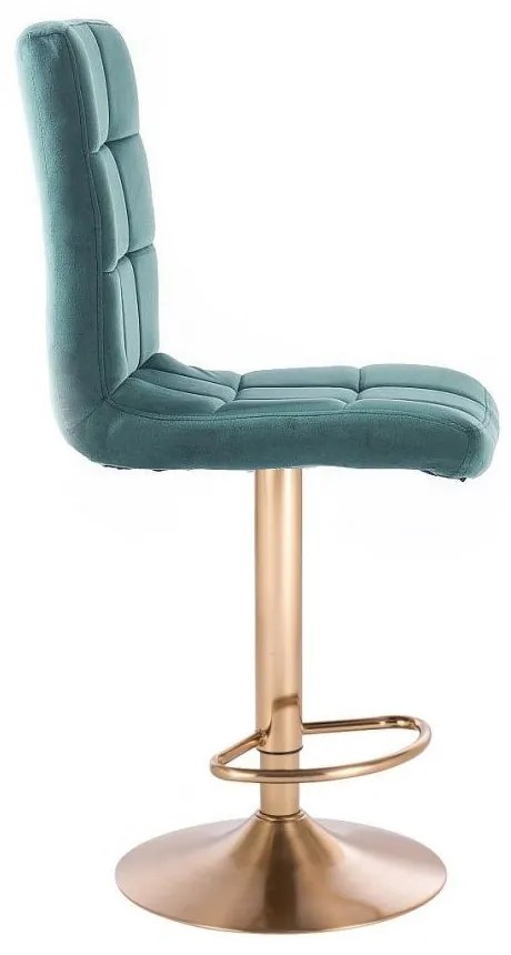 LuxuryForm DESIGN Barová židle TOLEDO VELUR na zlaté kulaté podstavě - zelená
