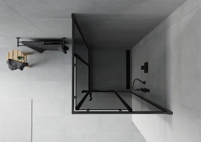 Mexen Rio, čtvercový sprchový kout s posuvnými dveřmi 70 (dveře) x 70 (dveře) x 190 cm, 5mm šedé sklo, černý profil, 860-070-070-70-40