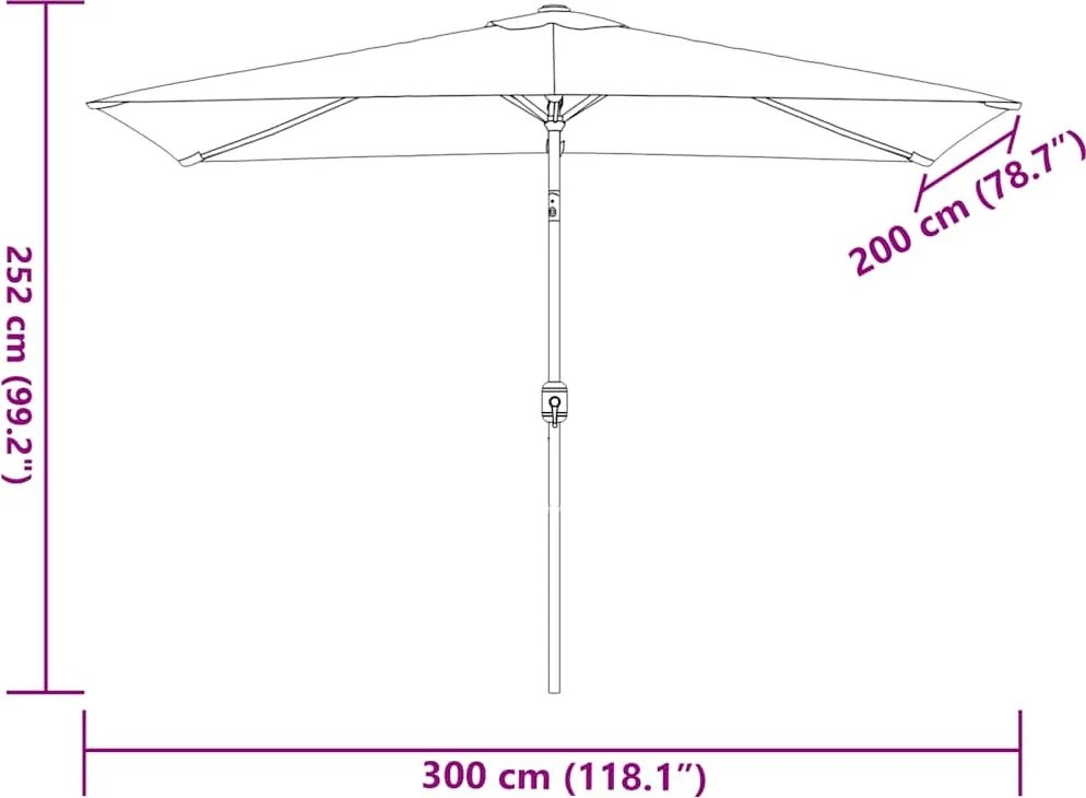vidaXL Slunečník 200 x 300 cm pískově obdélníkový [44503] Barva: Červená
