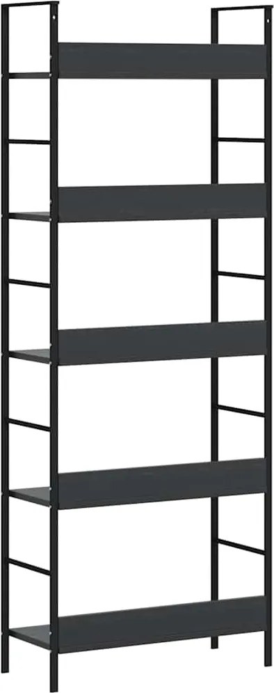 5patrová knihovna černá 60 x 27,6 x 158,5 cm kompozitní dřevo 288226
