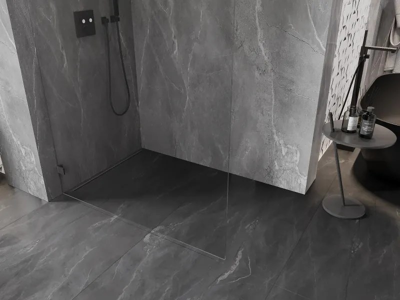 Mexen Lunar sprchová stěna levá 100 x 200 cm, 8mm čiré sklo, broušený grafit, 830-100-000-66-00-L