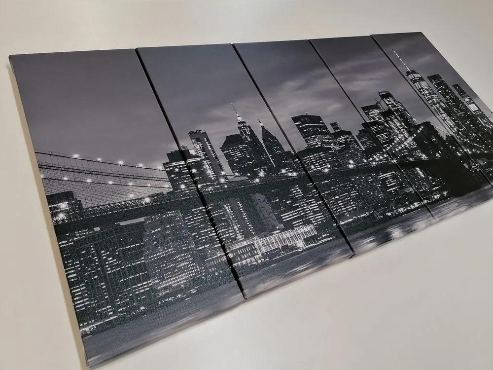 5-dílný obraz okouzlující most v Brooklynu v černobílém provedení Varianta: 100x50