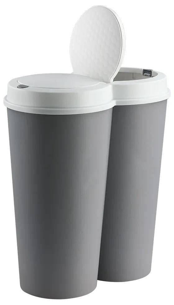 Deuba Dvojitý odpadkový koš šedý 2 x 25 l plast 193145
