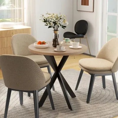 HOMCOM Kulatý jídelní stůl 75 x 75 cm, kuchyňský stůl pro 2-4 osoby, moderní jídelní stůl s pavoučím nohou, hnědá