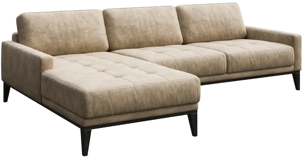 OnaDnes -20% Béžová látková rohová pohovka MESONICA Musso Tufted, levá, 248 cm