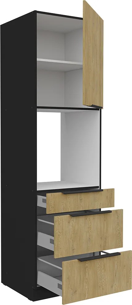 CREMONA cc | vysoká skříňka 60 DPS-210 3S1F na vestavnou troubu | PREMIUM BOX | 60 cm | černá/cremona