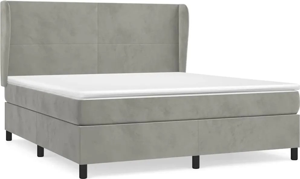 Box spring postel s matrací světle šedá 180x200 cm samet 3129105