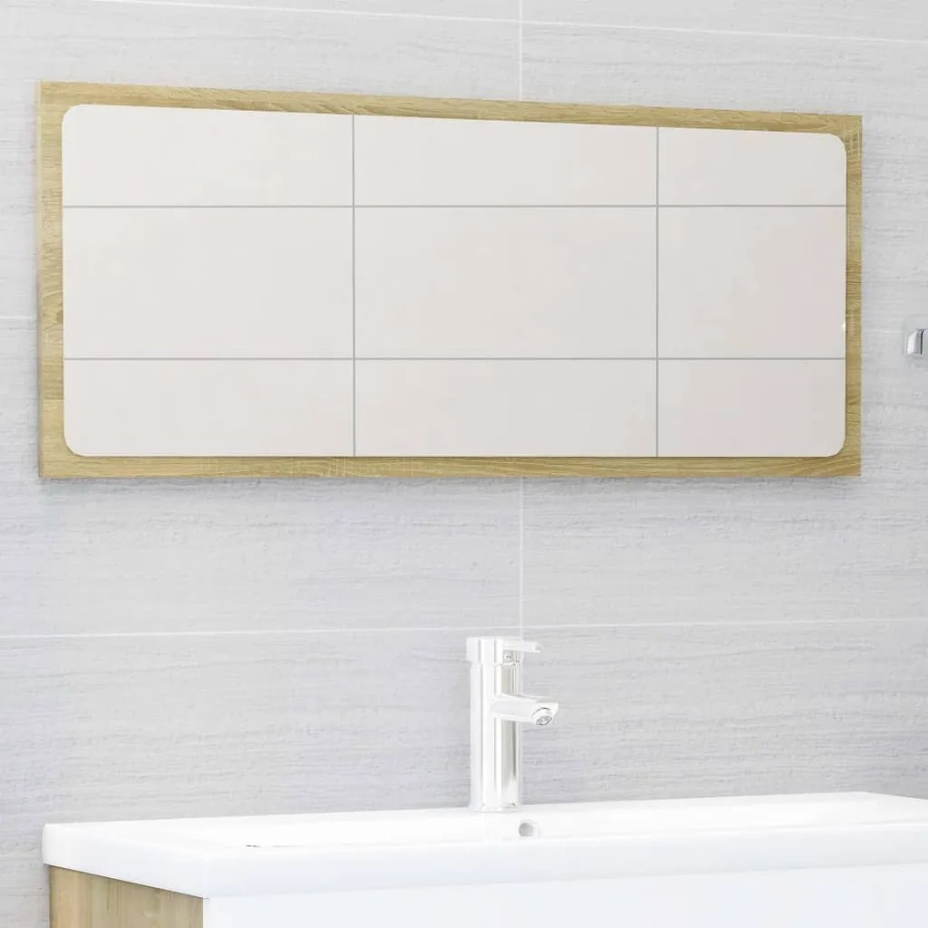 2dílný set koupelnového nábytku - skříňka + zrcadlo 90 cm - dřevotříska | bílý a dub sonoma