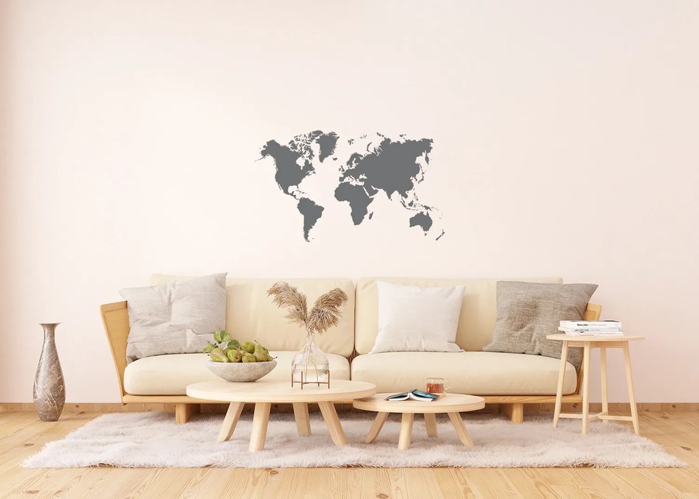 Samolepka na zeď Stříbrná Mapa | 65 x 85 cm | DF1041