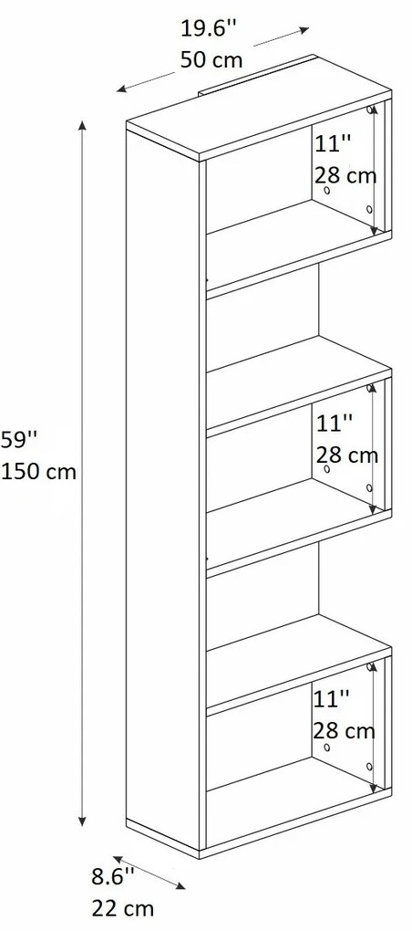 SUDAL policový regál, dub / černý mramor