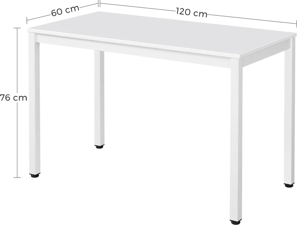 Bílý jídelní stůl s bílou deskou TESSA 120x60 cm