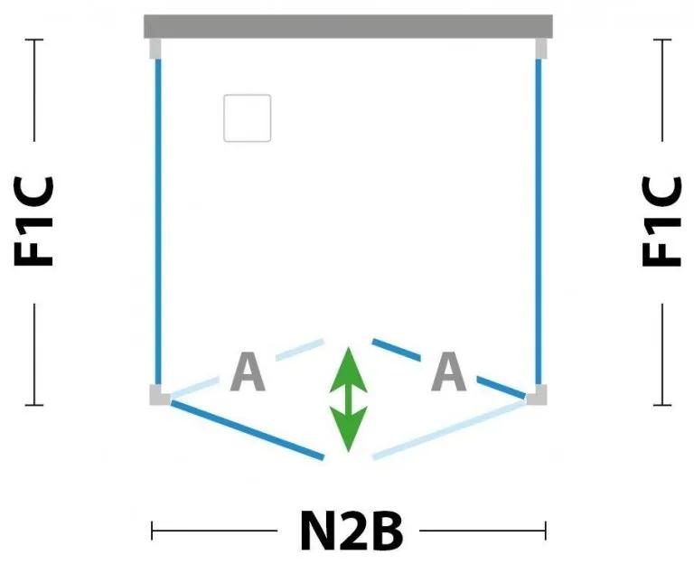 FORTE Sprchové dveře DECO N2B BARVA rámu - Černá, Rozměr A - 75 cm, Výplň - Acidato bezpečnostní sklo - 6 mm BDE451