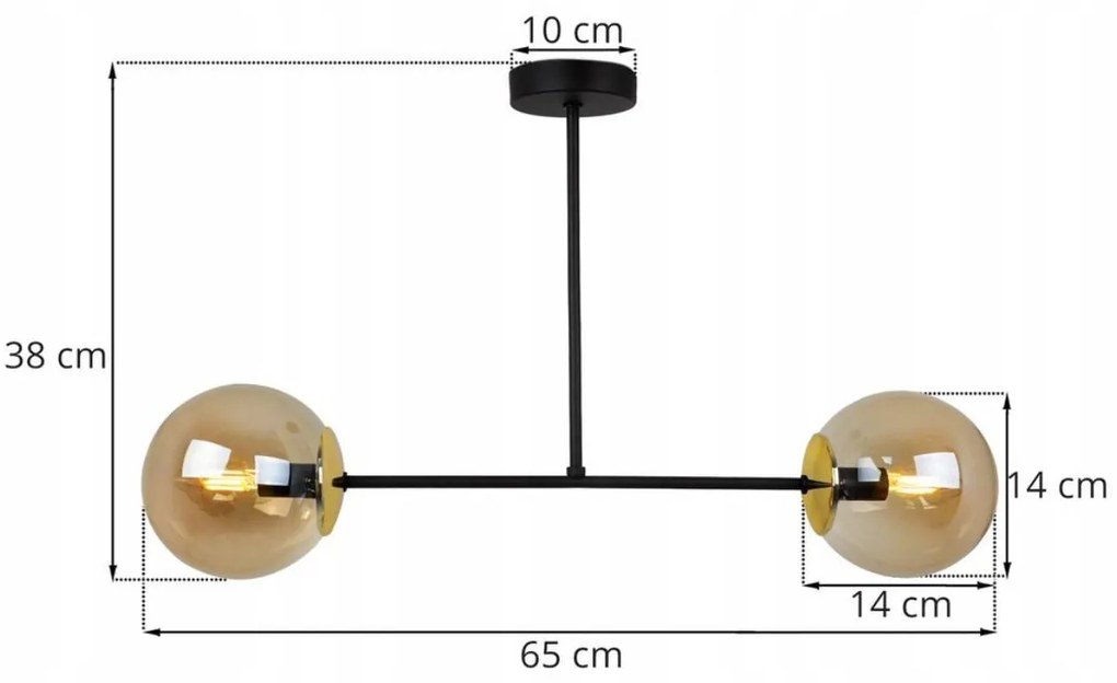 Stropní svítidlo Paris, 2x medové skleněné stínítko, (výběr ze 4 barev uchycení)