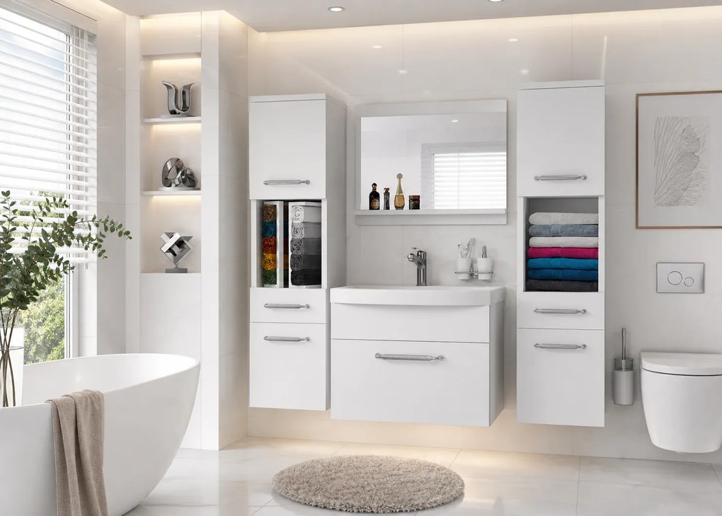 Koupelnový nábytek skříňky s umyvadlem a zrcadlem bílá matná  ROD PRIMO M 6/0/W/W/0/ZINC