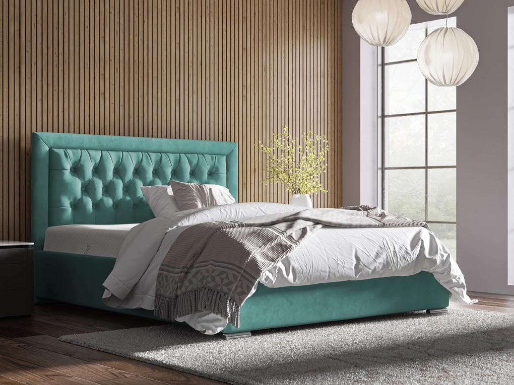 Eka Čalouněná postel Mona - Kronos 140x200 cm Barva látky: Modrá (08), Úložný prostor: Bez úložného prostoru