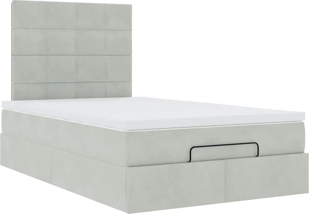 Osmanský rám postele s matracemi světle šedá 120x200cm samet 3314312