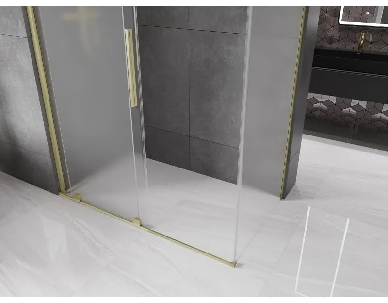 Mexen Velar, sprchový kout s posuvnými dveřmi 130 x 70 cm, 8mm sklo námraza, zlatá matná, 871-130-070-31-55